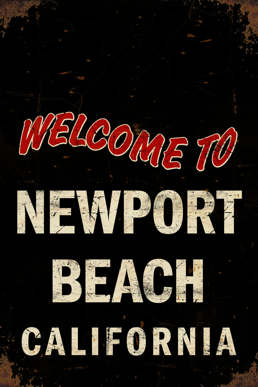 PNG774 - 16 X 24 - VINTAGE SIGN - WELCOME TO NEWPORT BEACH – Pasttime Signs