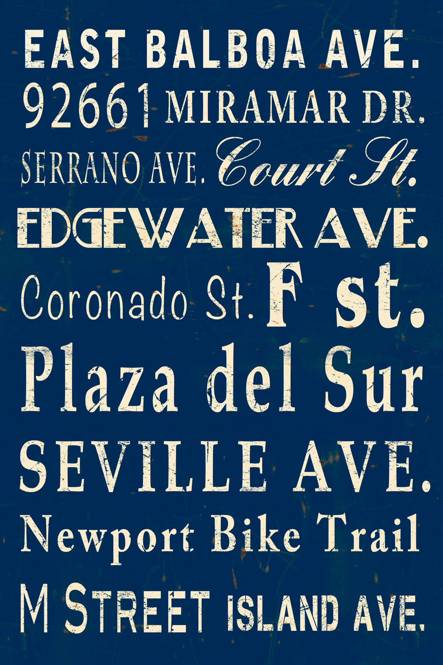 CAL696 - 16 X 24 PENINSULA STREETS NAVY VINTAGE SIGN – Pasttime Signs